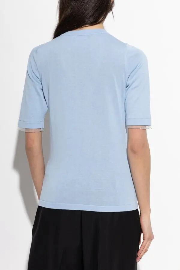 Fabiana Filippi Top With Decorative Sleeves - Light Blue