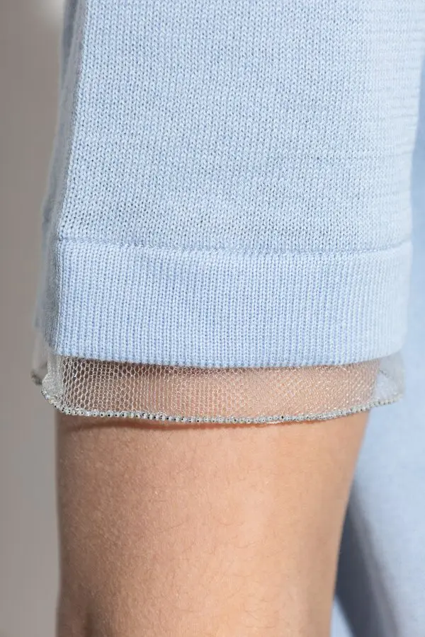 Fabiana Filippi Top With Decorative Sleeves - Light Blue