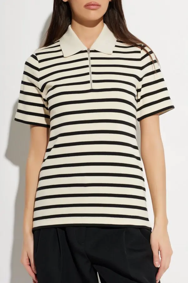 JIL SANDER Striped Polo Shirt - White