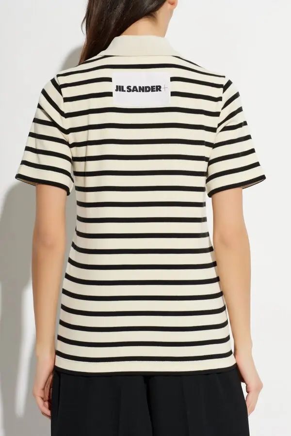 JIL SANDER Striped Polo Shirt - White