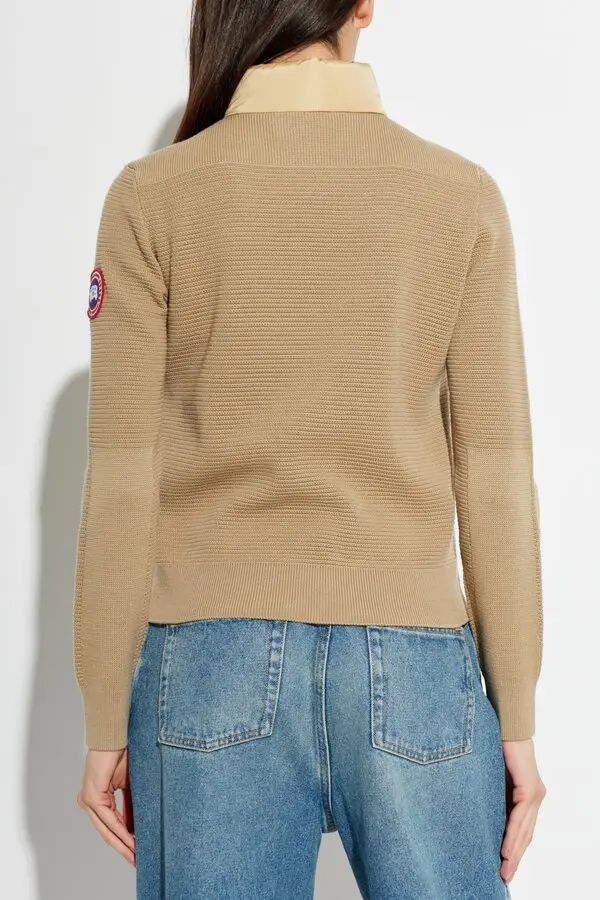 Canada Goose Hybridge Cardigan With Quilted Front - Beige