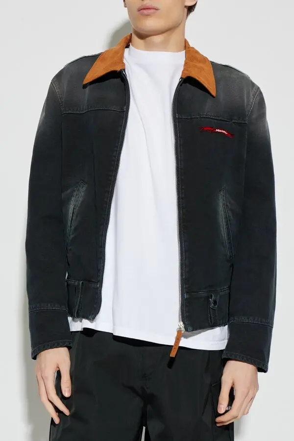 Marni Denim Jacket With Logo Patch - Black