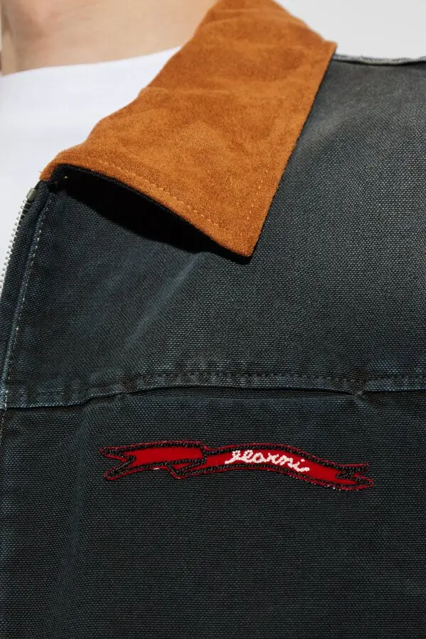 Marni Denim Jacket With Logo Patch - Black