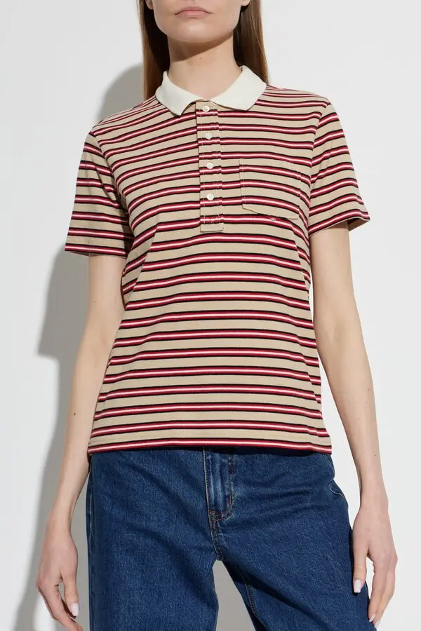 A.p.c. Striped Pattern Polo - Beige
