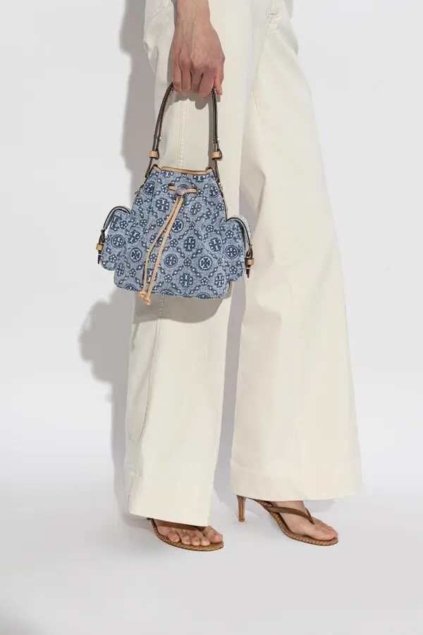 Tory Burch Monogram Bucket Bag - Blue