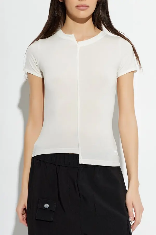 Y3 T-shirt With Printed Logo - Cream