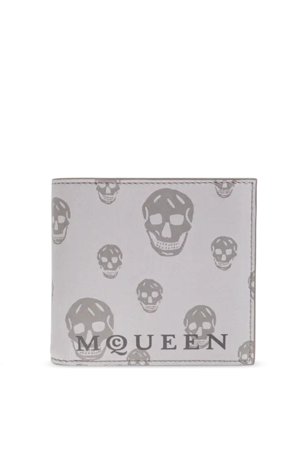 Alexander McQueen Foldable Wallet With Logo - Grey