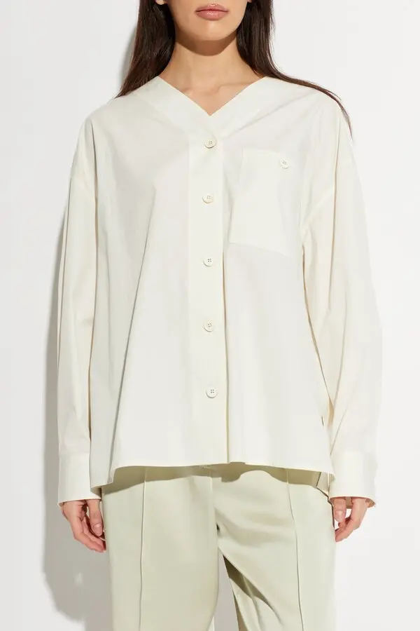 JIL SANDER V-neck Cotton Shirt - Cream
