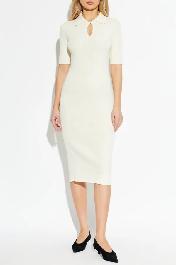 JIL SANDER Wool Polo Midi Dress - Cream