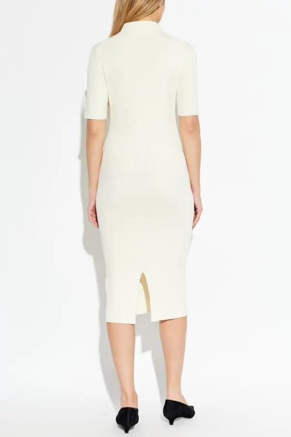 JIL SANDER Wool Polo Midi Dress - Cream