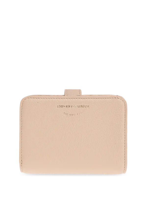 Emporio Armani Leather Wallet With Logo - Beige