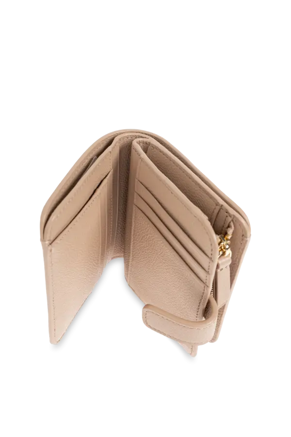 Emporio Armani Leather Wallet With Logo - Beige