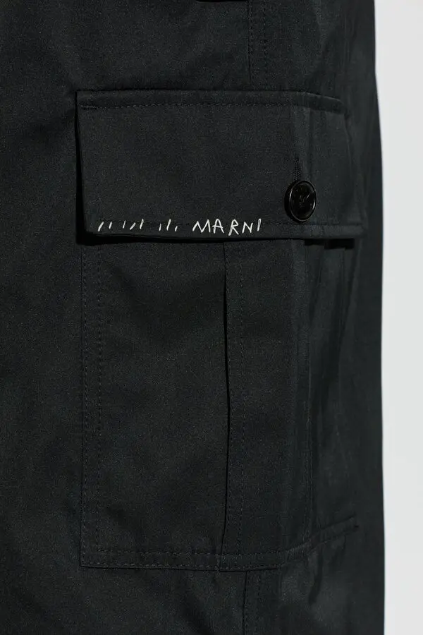 Marni Wide Leg Cargo Trousers - Black