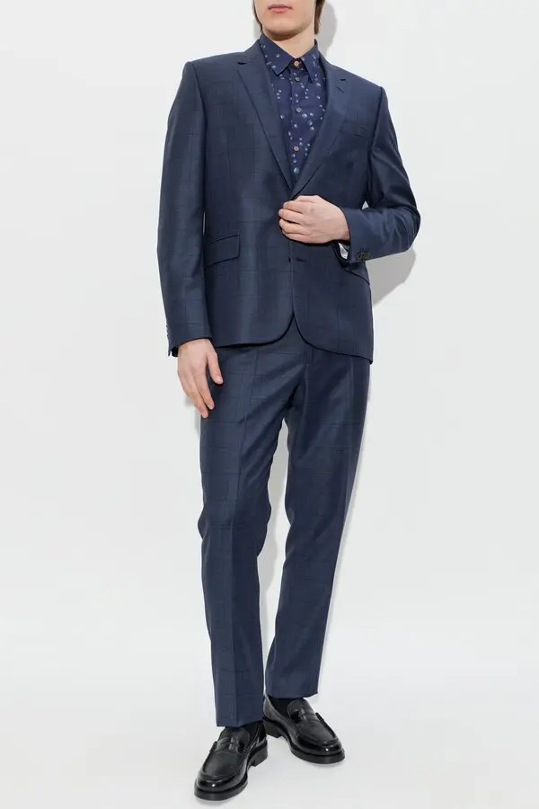 Paul Smith Checked Pattern Suit - Navy Blue