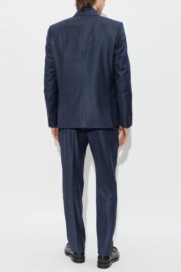 Paul Smith Checked Pattern Suit - Navy Blue