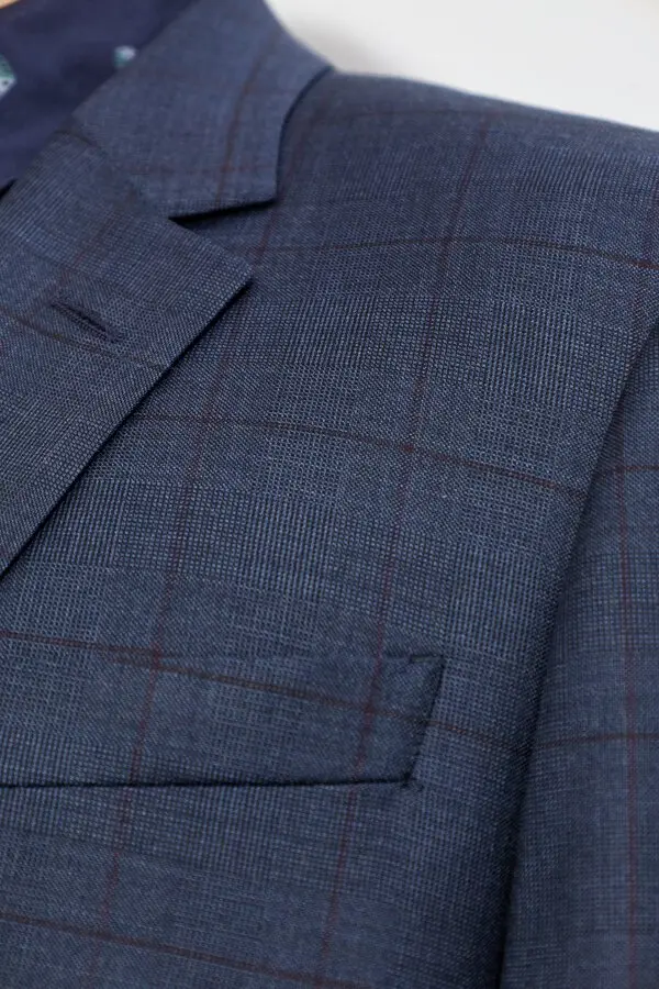 Paul Smith Checked Pattern Suit - Navy Blue