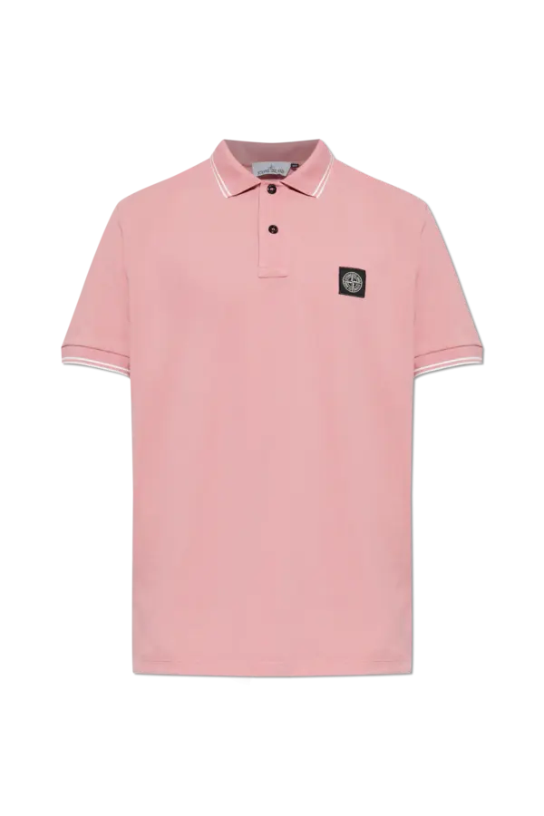 Stone Island Polo With Logo Patch - Pink