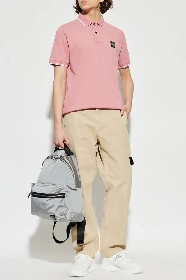 Stone Island Polo With Logo Patch - Pink