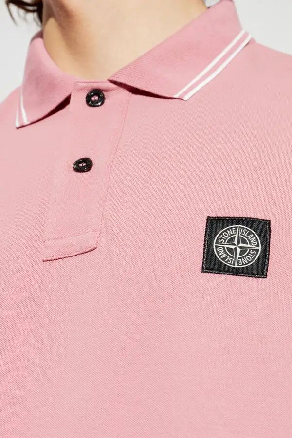 Stone Island Polo With Logo Patch - Pink