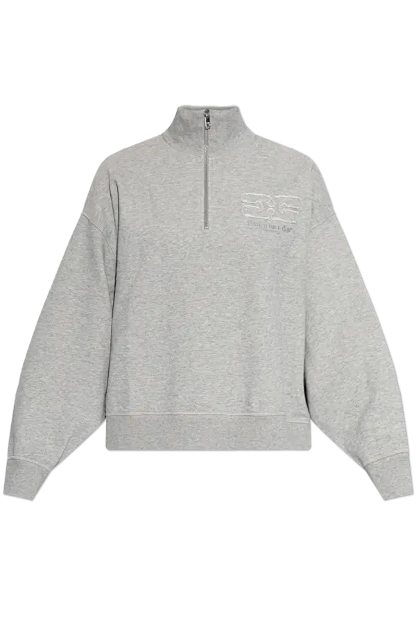 GANNI Oversized Sweatshirt With Stand-up Collar - Grey