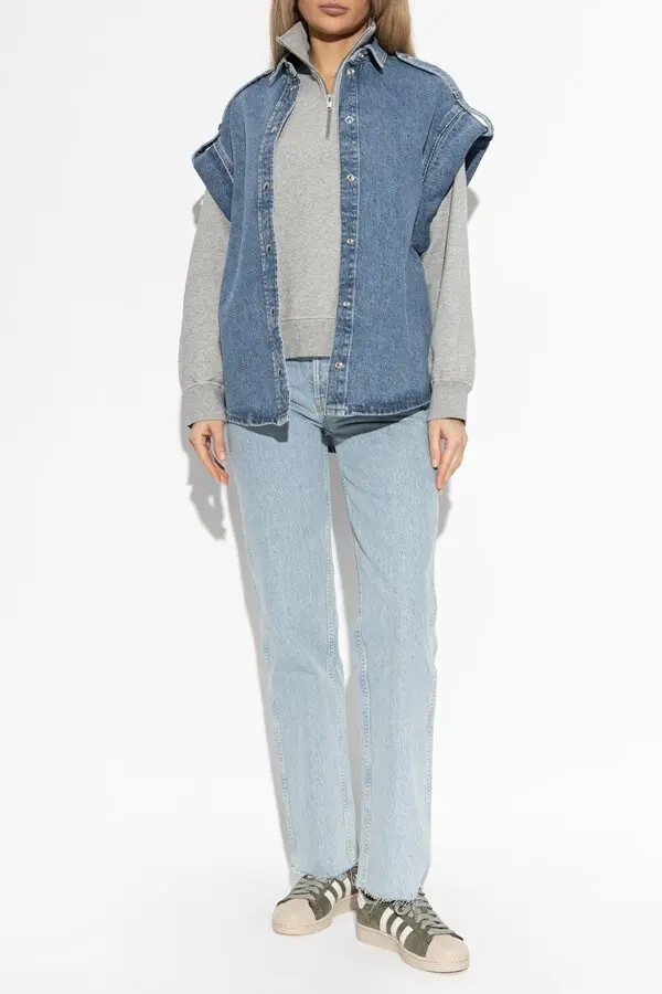 GANNI Oversized Sweatshirt With Stand-up Collar - Grey