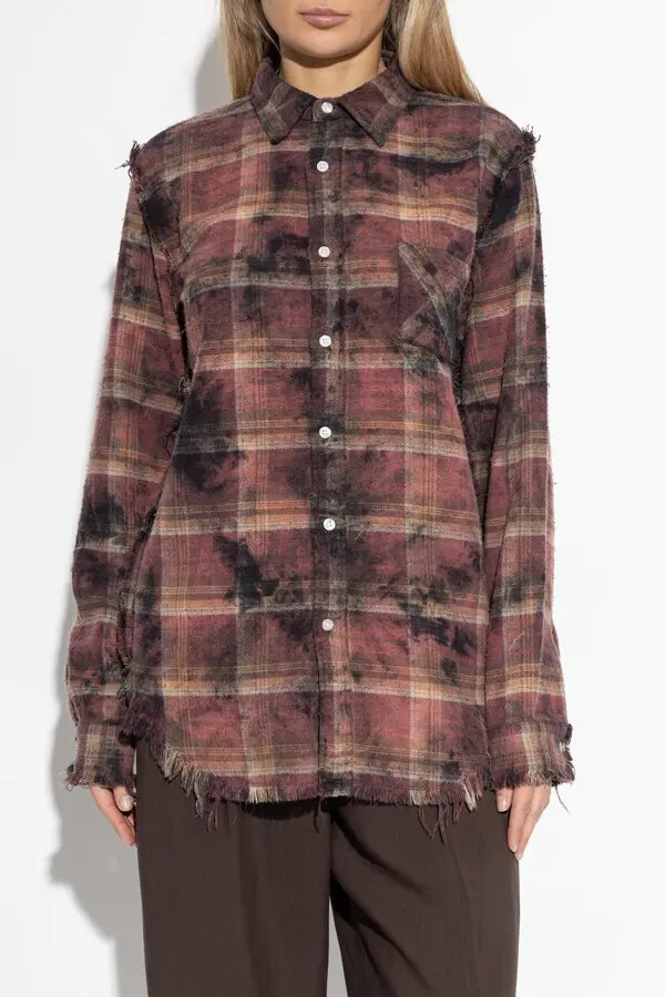R13 Vintage Effect Plaid Shirt - Multicolour
