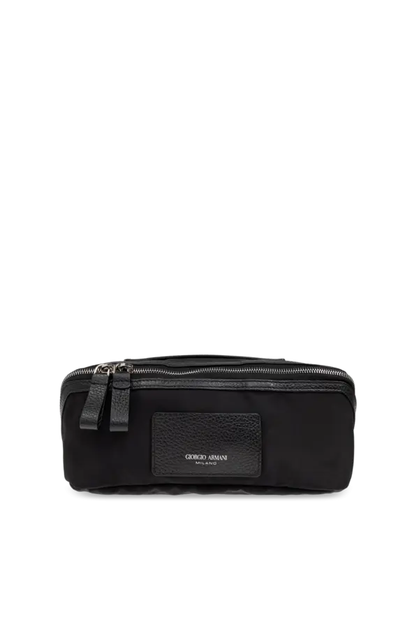 Giorgio Armani Cosmetic Bag With Logo Patch - Black