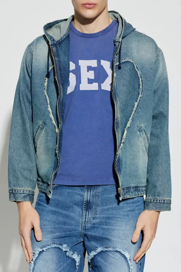 CARNE BOLLENTE Denim Jacket With Hood