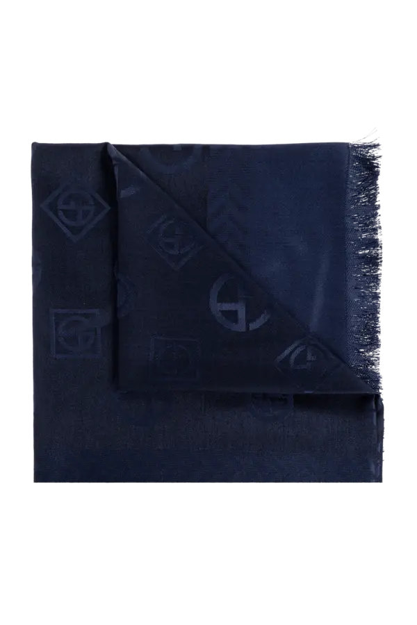Giorgio Armani Scarf With Monogram - Navy Blue