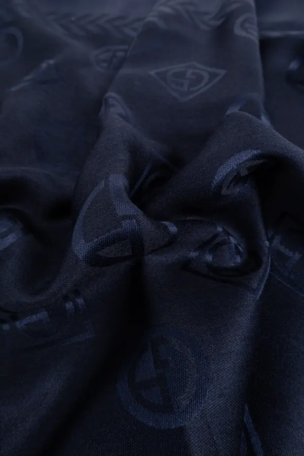 Giorgio Armani Scarf With Monogram - Navy Blue