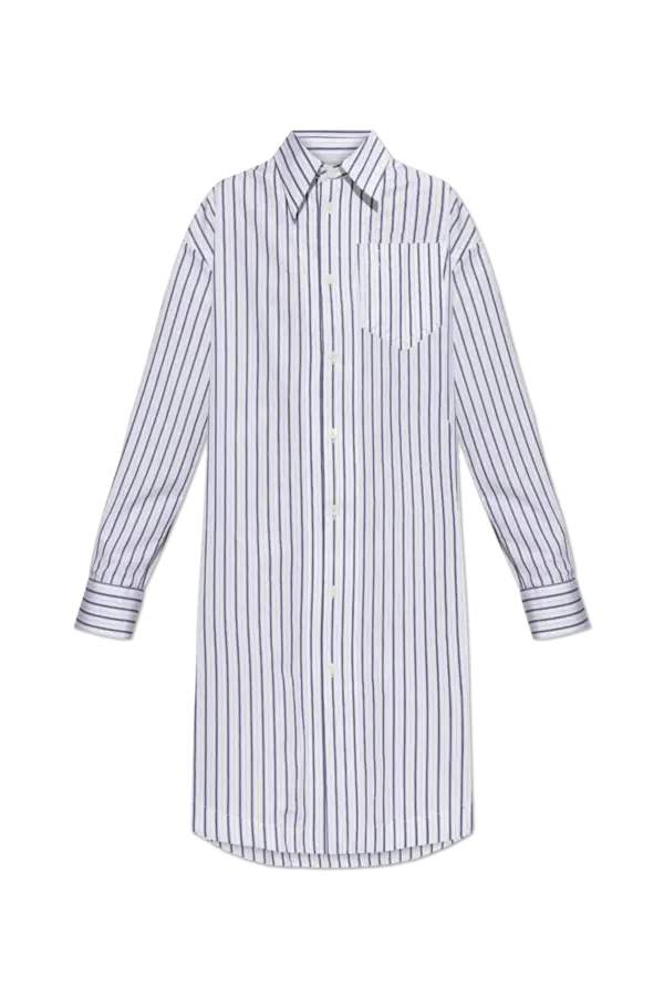 Ami Striped Shirt Dress - White