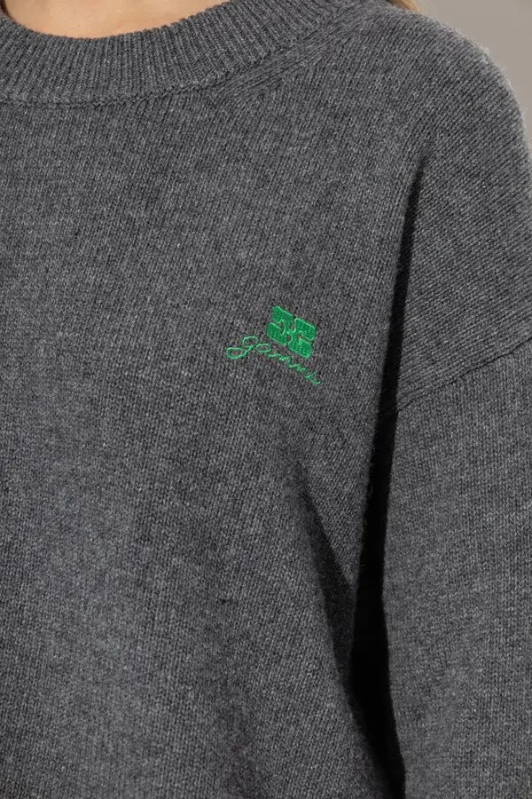GANNI Logo Sweater - Grey