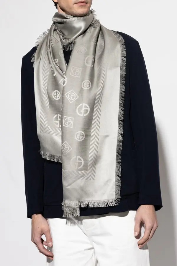 Giorgio Armani Scarf With Monogram - Grey
