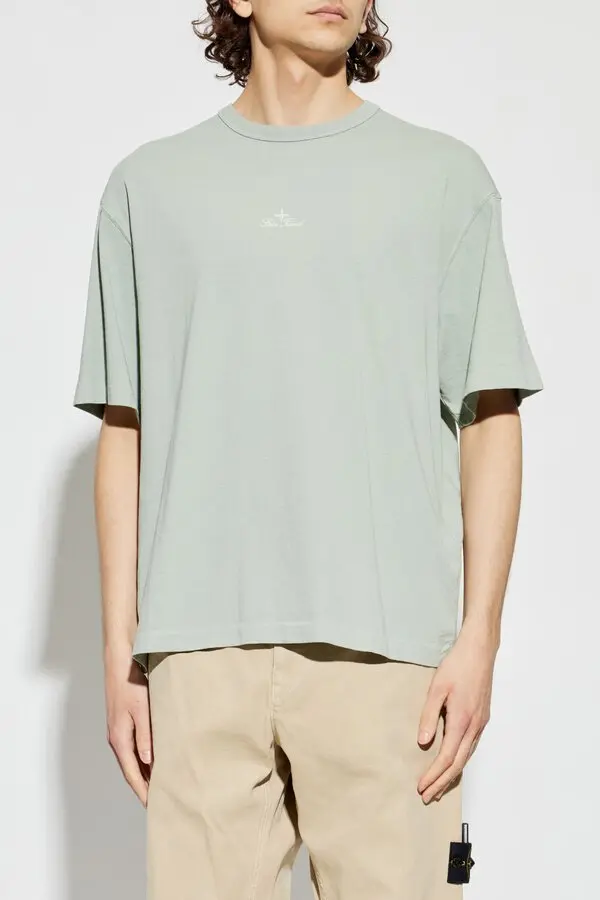 Stone Island T-shirt With Embroidered Logo - Green