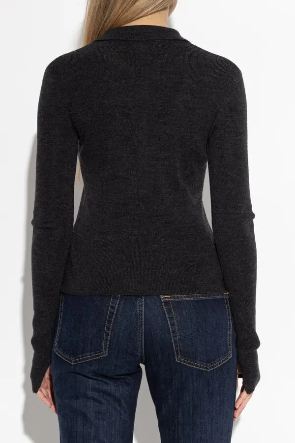 GANNI Wool Long-sleeve Polo