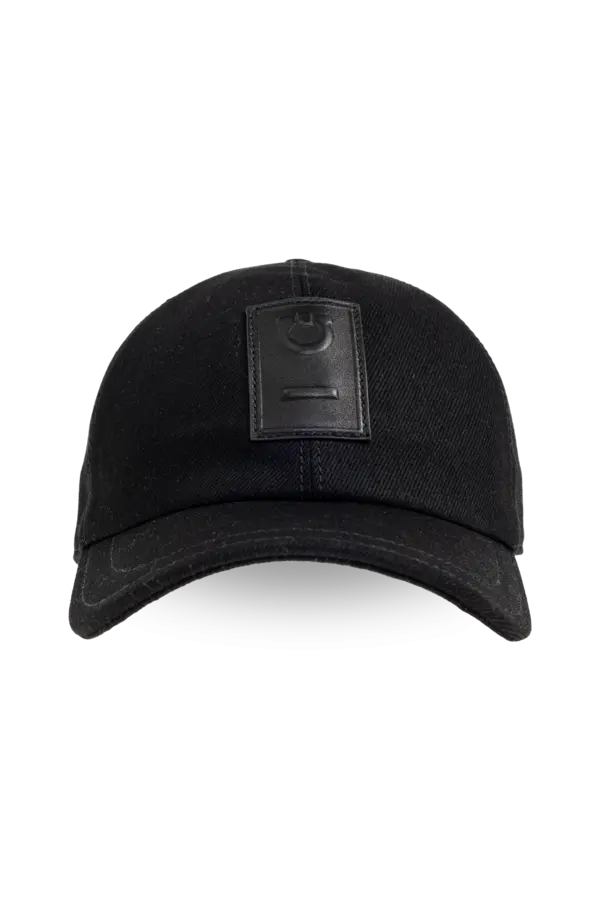 FERRAGAMO Baseball Cap With Leather Patch - Black