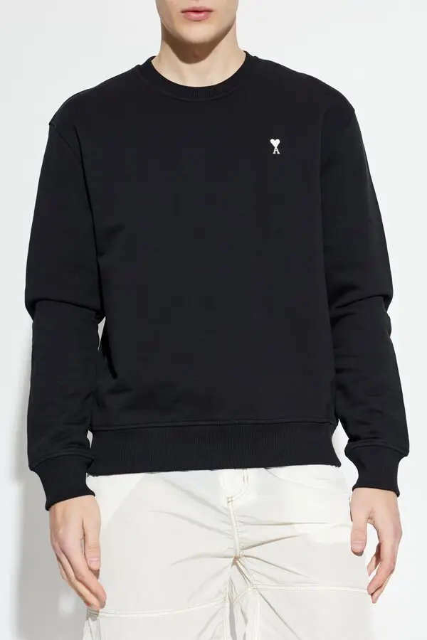 AMI Paris Sweatshirt With Embroidered Logo - Black