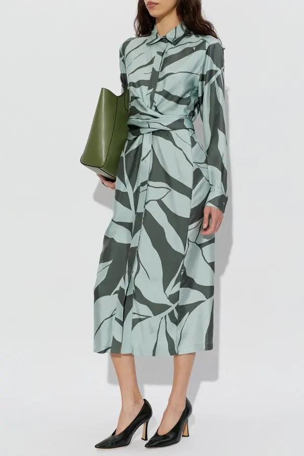 Max Mara Robinia" Printed Silk Dress - Green