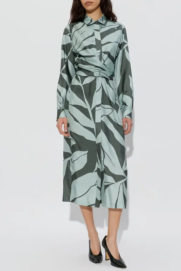 Max Mara Robinia" Printed Silk Dress - Green