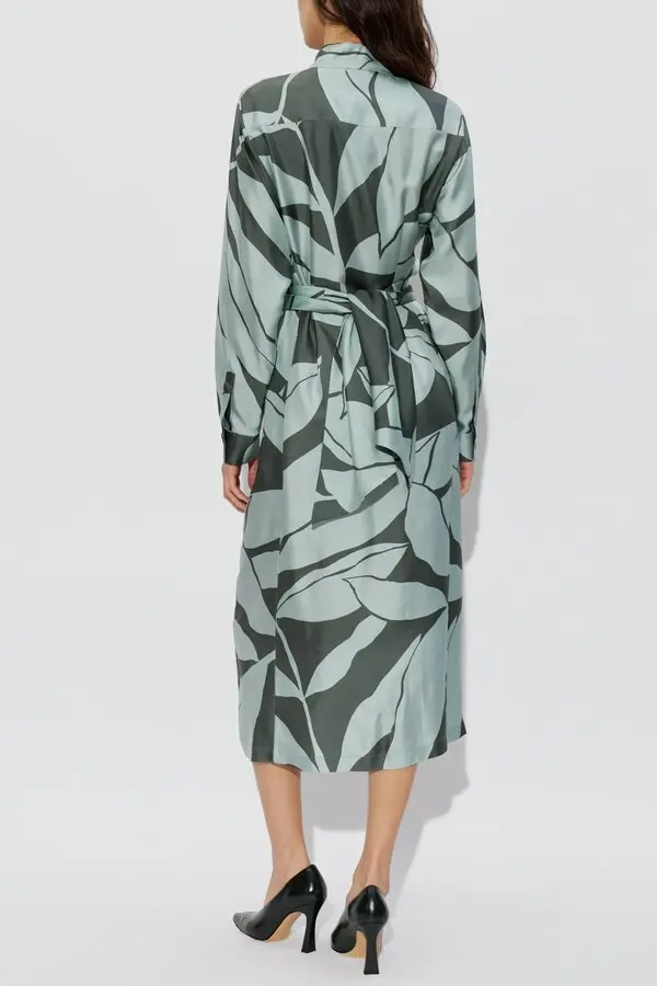 Max Mara Robinia" Printed Silk Dress - Green