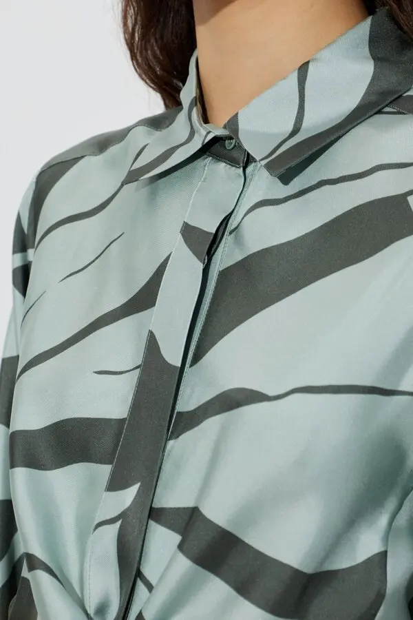 Max Mara Robinia" Printed Silk Dress - Green