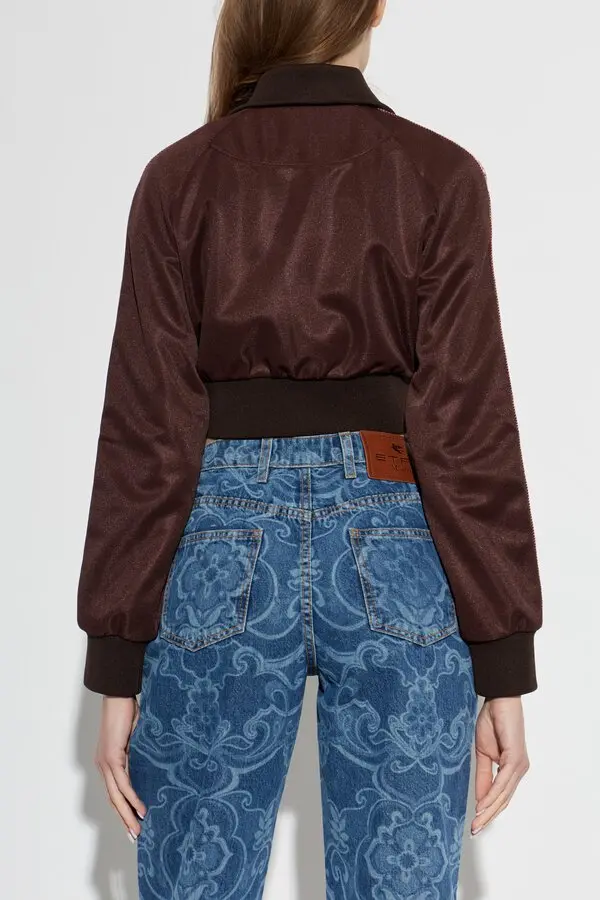 Etro Cropped Sweatshirt With Embroidered Logo - Brown