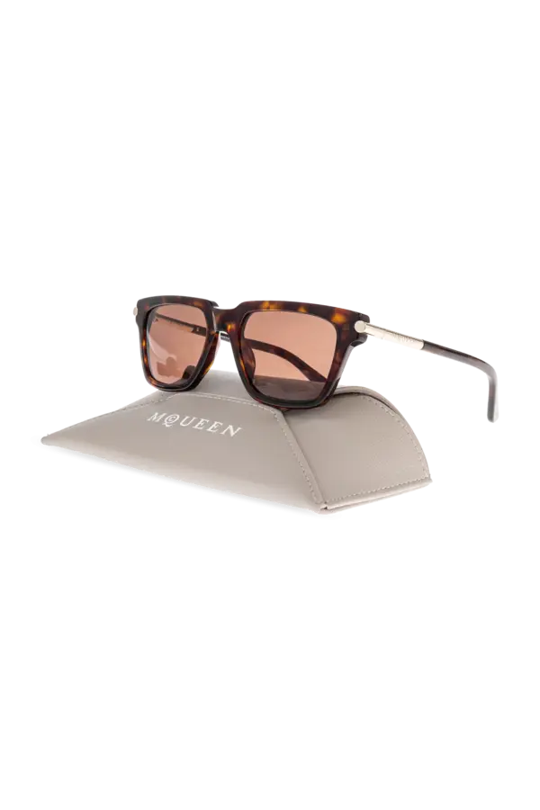 Alexander McQueen Rectangular Tortoiseshell Sunglasses - Brown