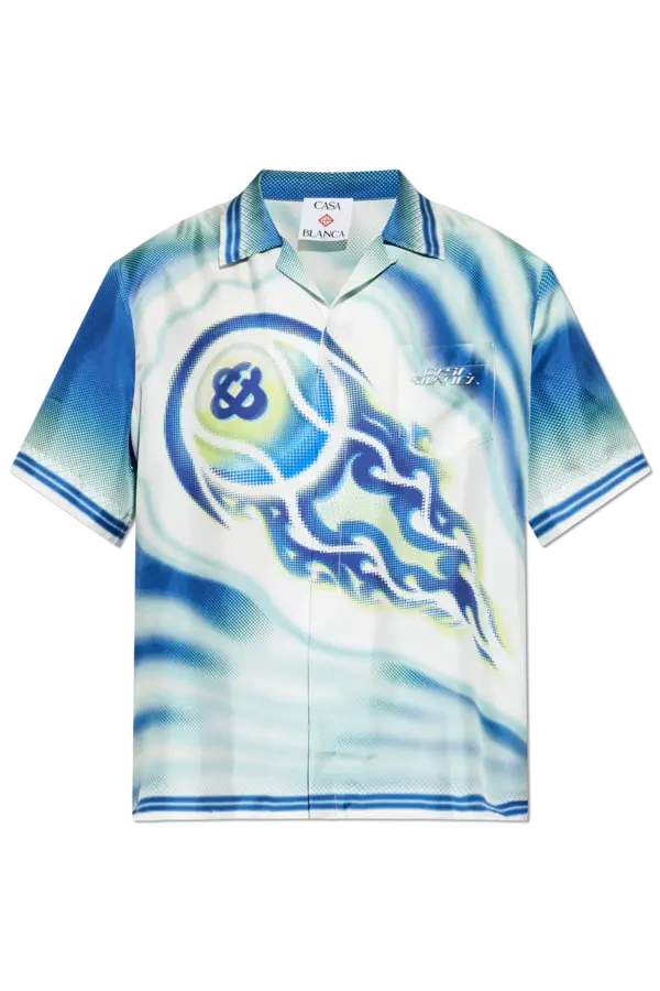 Casablanca Silk Shirt With Logo - Blue