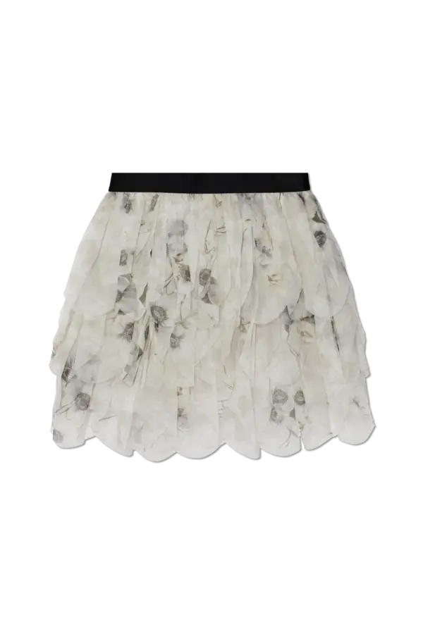 Max Mara Talco Floral Print Skirt - Grey