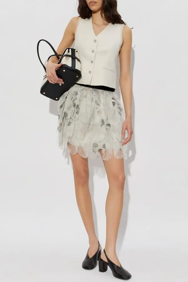 Max Mara Talco Floral Print Skirt - Grey