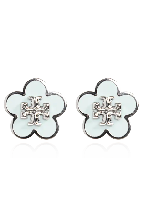 Tory Burch Floral Motif Earrings - Light Blue