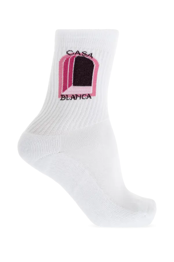 Casablanca Logo Socks - White