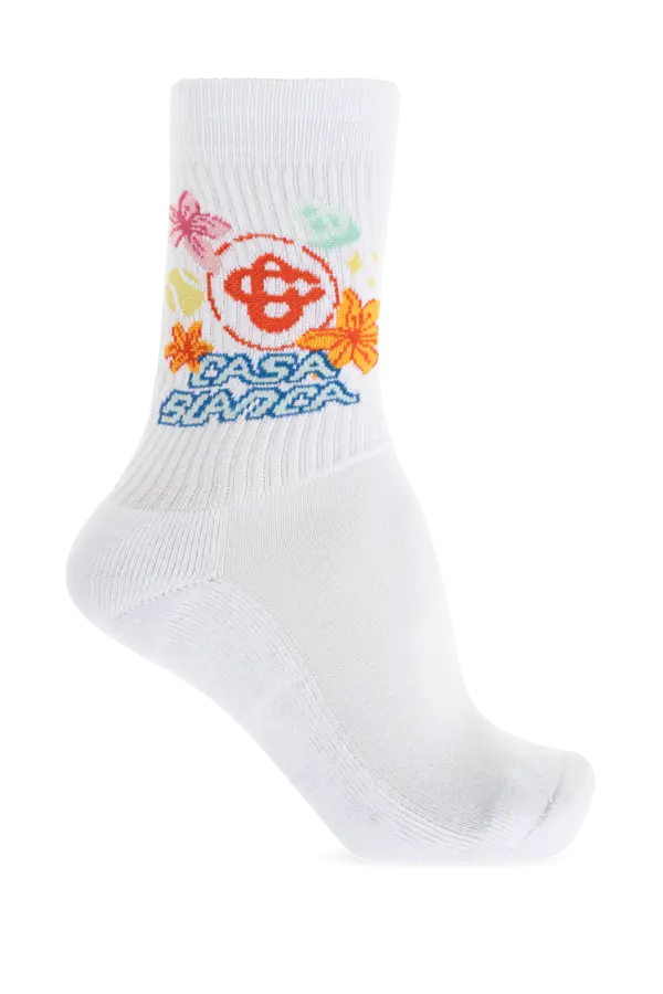 Casablanca Logo Socks - White