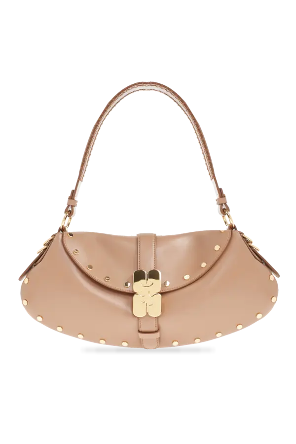 GANNI Studded Shoulder Bag - Brown